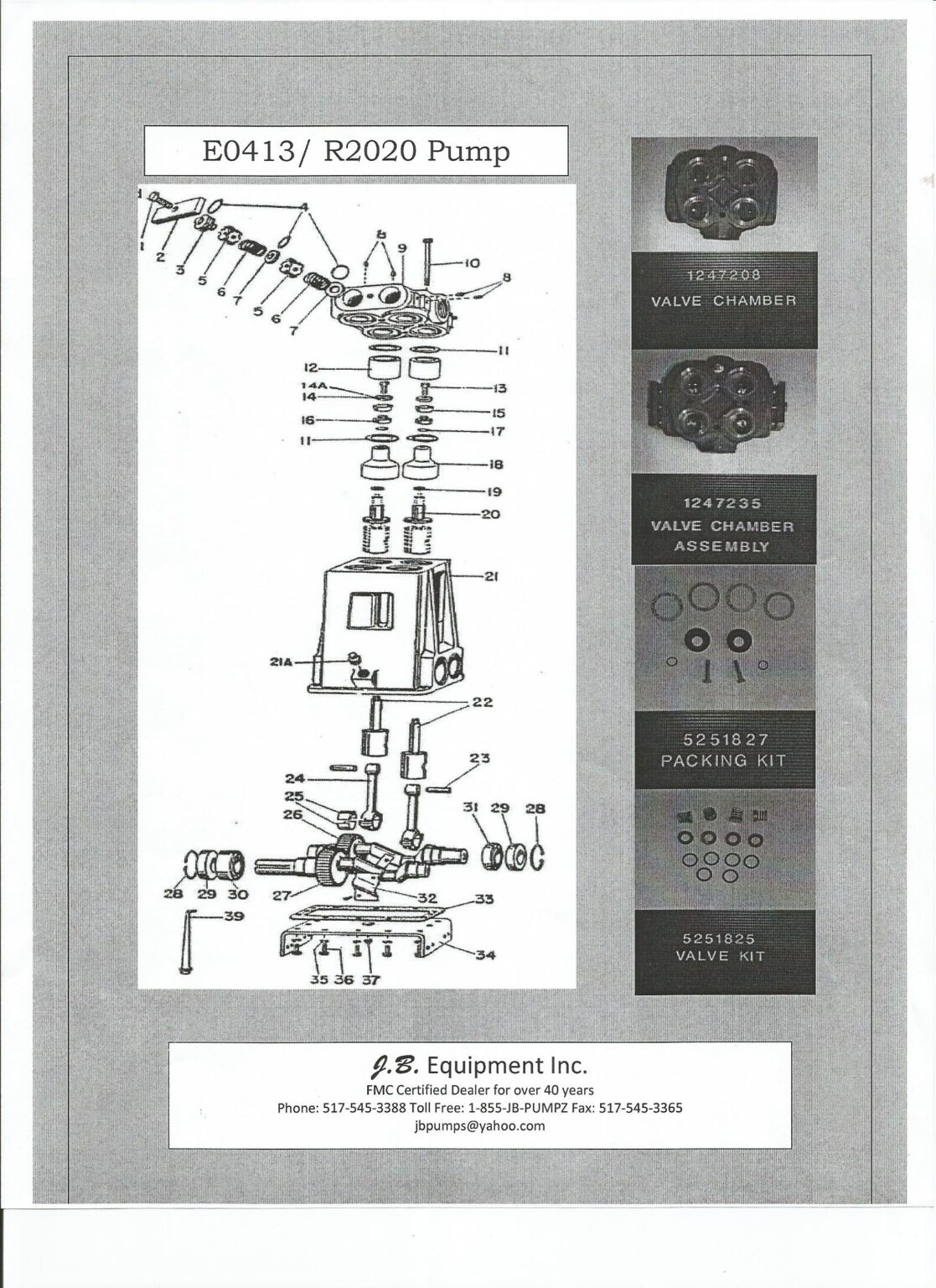 E0413/R20 Pump Parts – JB Equipment Inc.